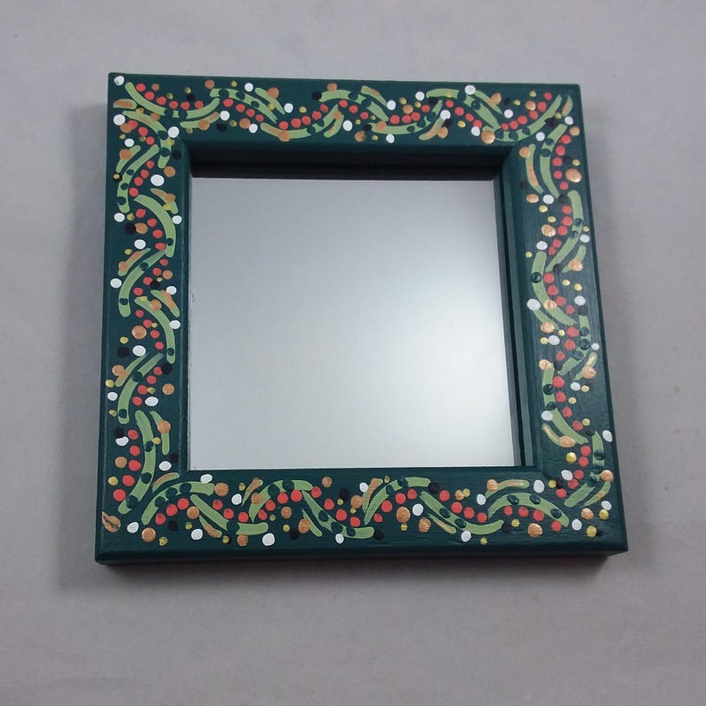 Boho Hand Painted Wood Mirror - Etsy