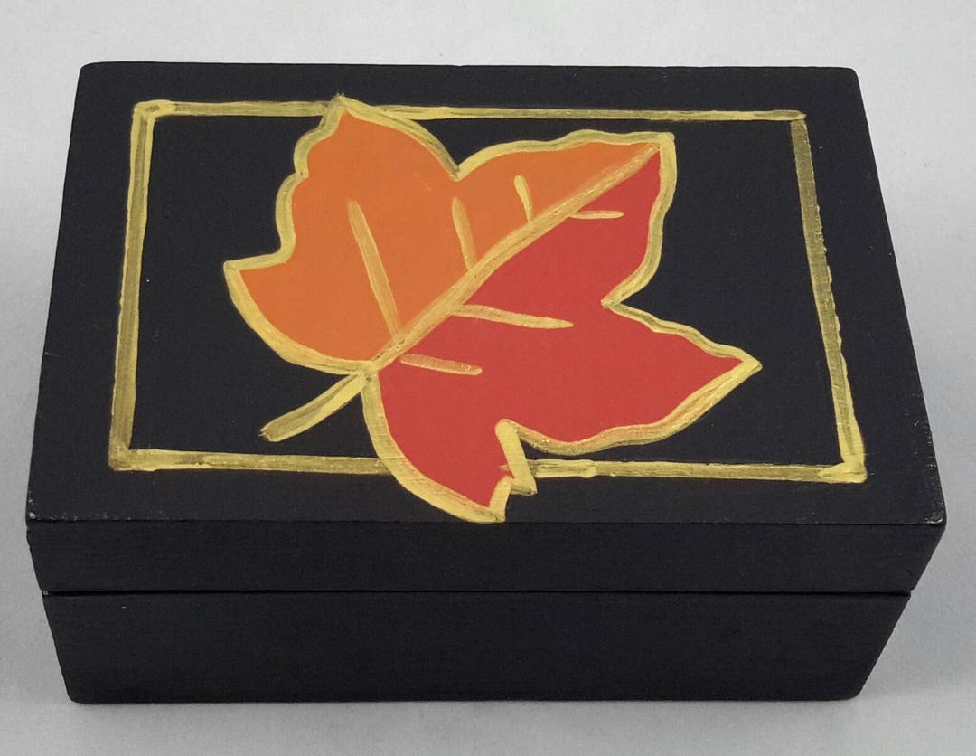 Sweet Little Hand Painted Autumn Leaf Wood Box - Etsy