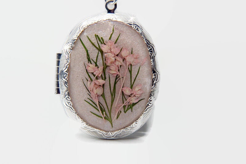 Pressed Flower Locket, Locket Necklace, Big Locket, Vintage Locket ...