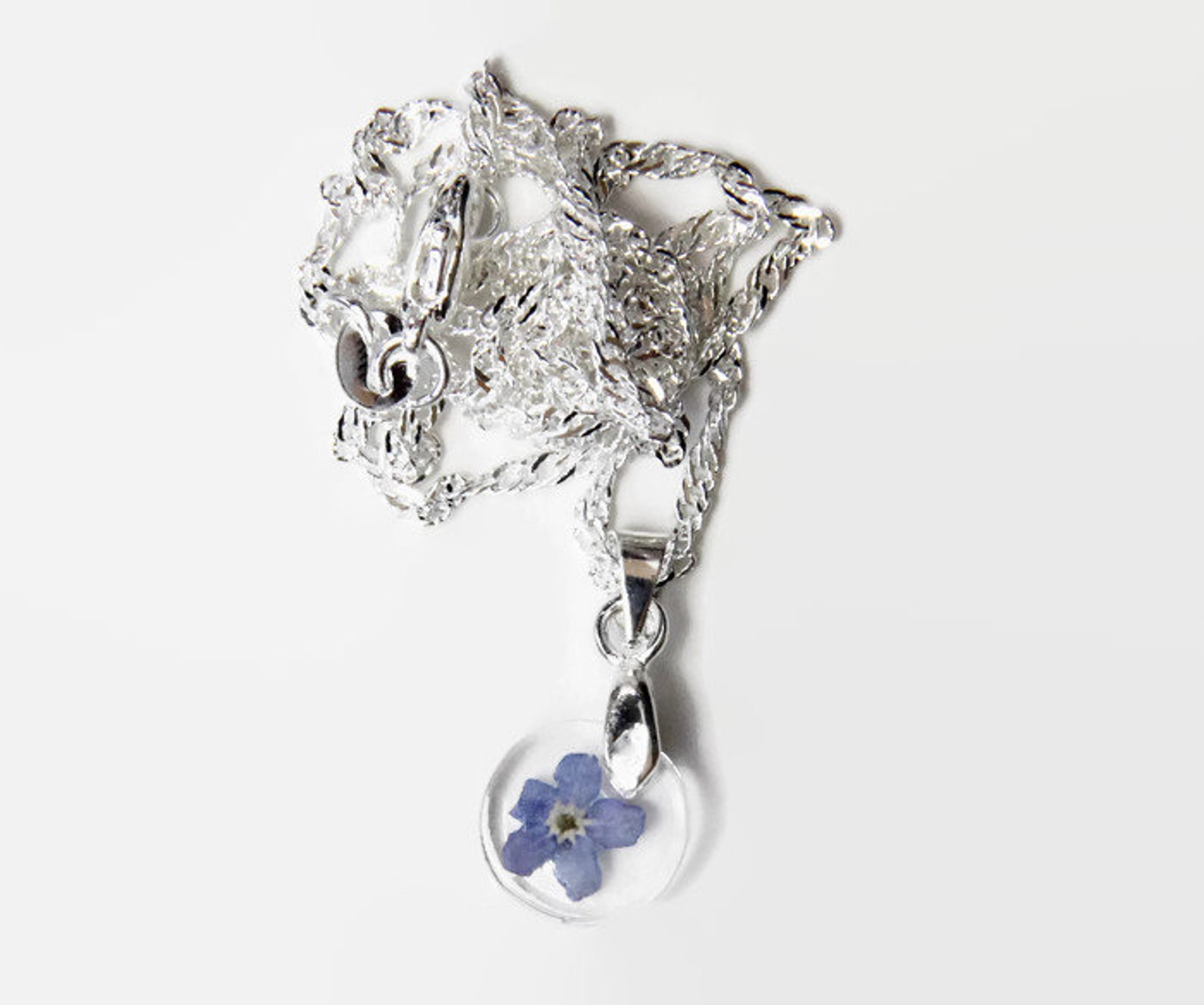 Real Forget Me Not Necklace Minimalist Necklace Locket | Etsy Canada