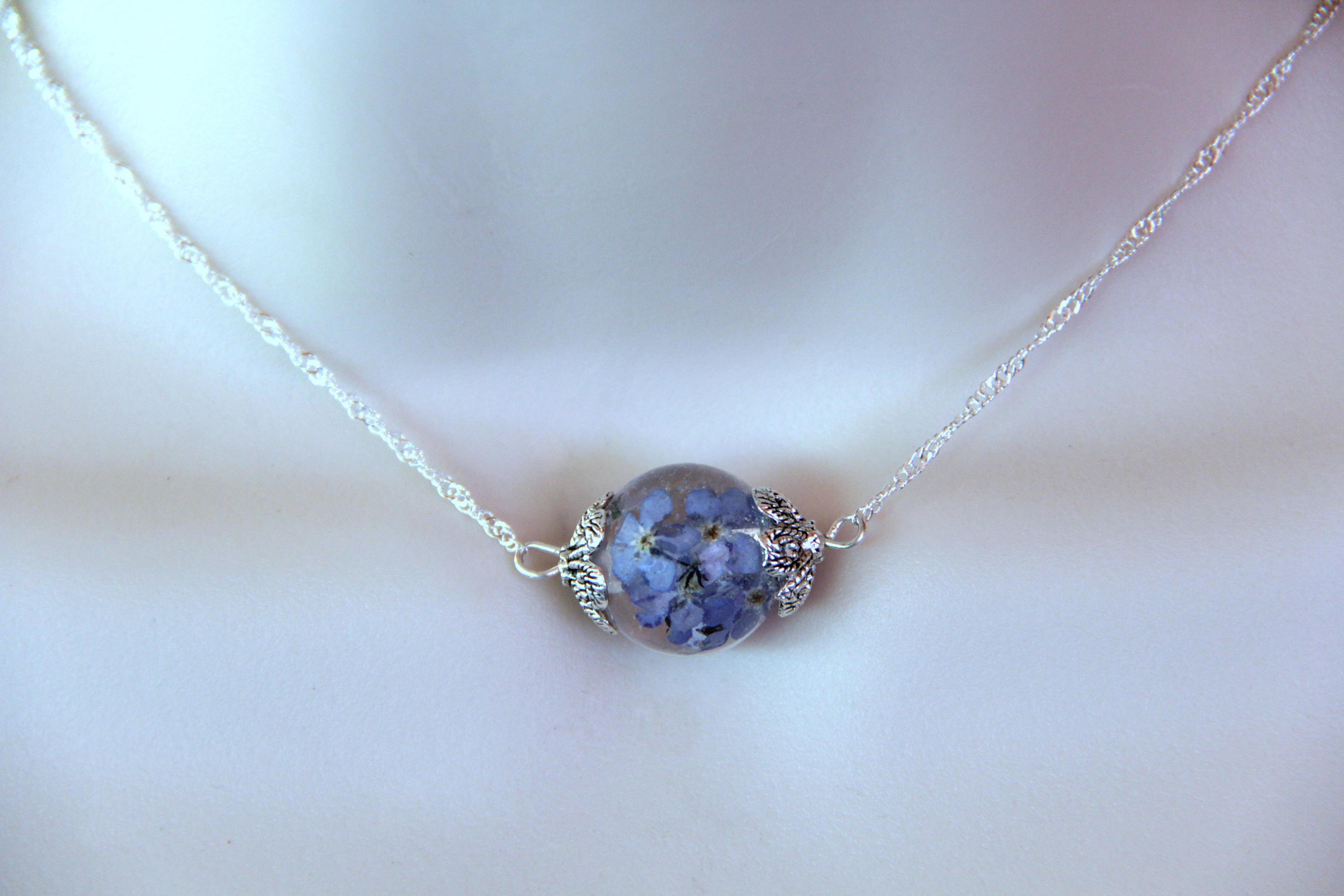 Forget Me Not NecklaceSingle Bead Necklace Tiny Necklace | Etsy