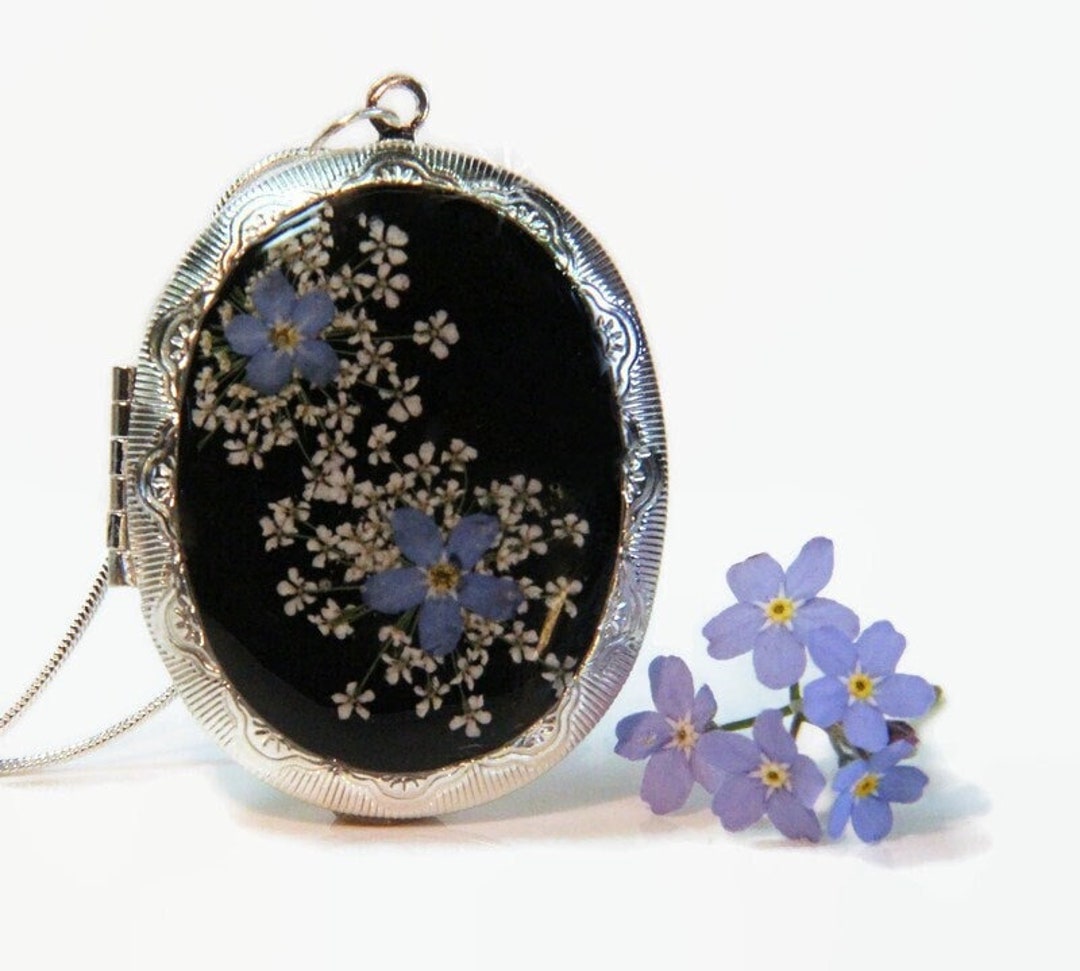 Pressed Flower Locket, Locket Necklace, Big Locket, Vintage Locket ...