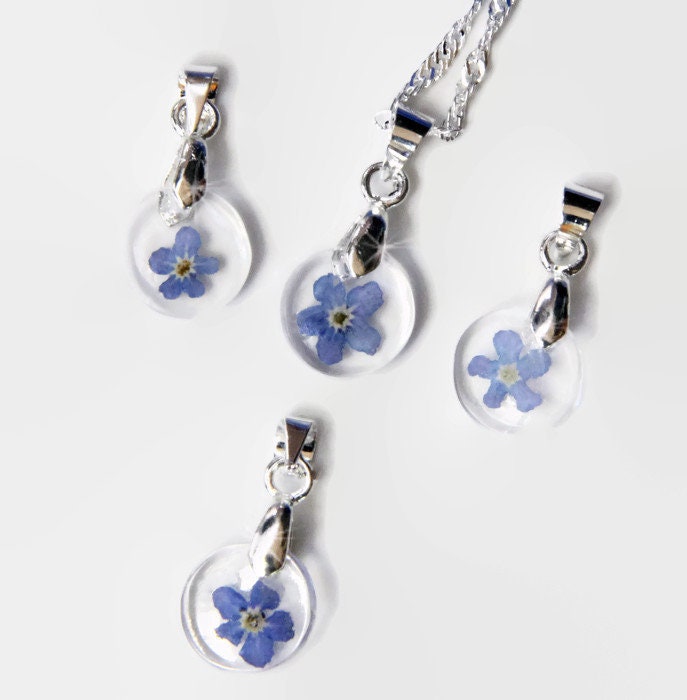 Real Forget Me Not Necklace Minimalist Necklace Locket - Etsy Canada