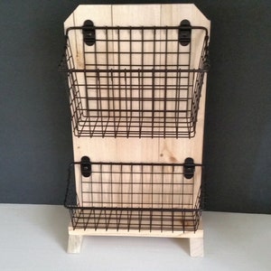 Wood Rustic Countertop Basket Rack Fruit Breads & More Kitchen Bath ...