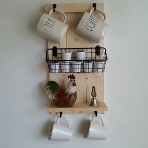 Wall Mounted Coffee Mug Holder/ Cup Rack/ K-cup Holder / Shelf Storage ...