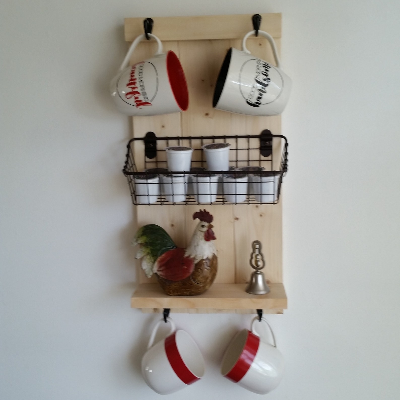 Wall Mounted Coffee Mug Holder/ Cup Rack/ K-cup Holder / Shelf - Etsy