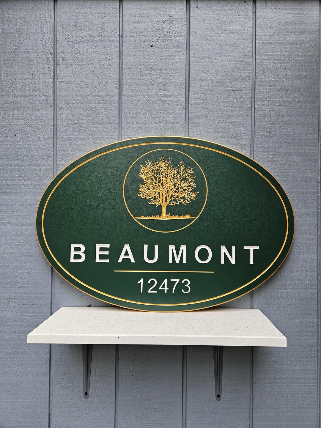 Country Estate Property Name Sign Hanging From Wood and Wrought Iron ...