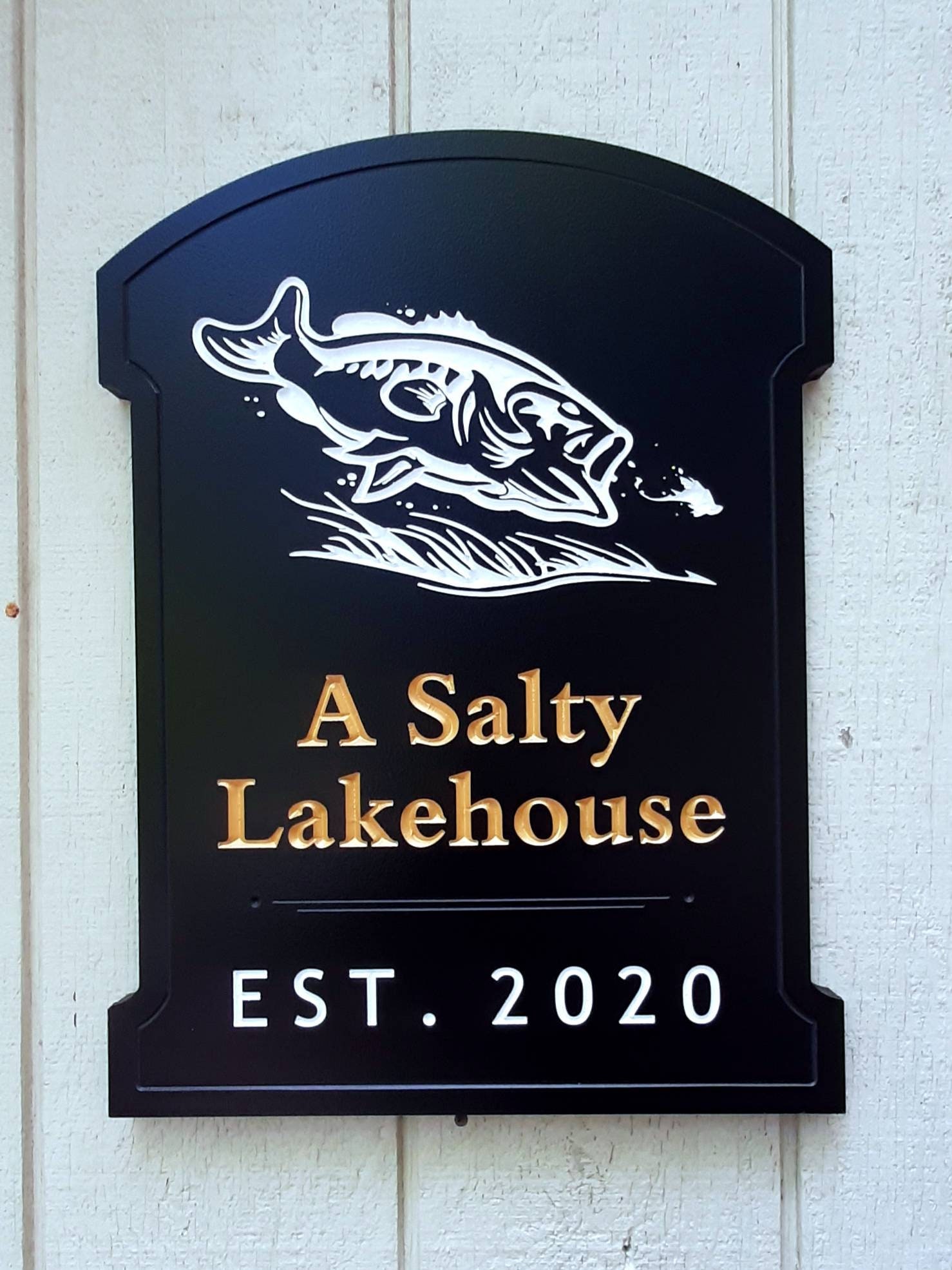 Wall Décor Signs Outdoor Carved PVC Fish Cottage Sign Beach House Name ...