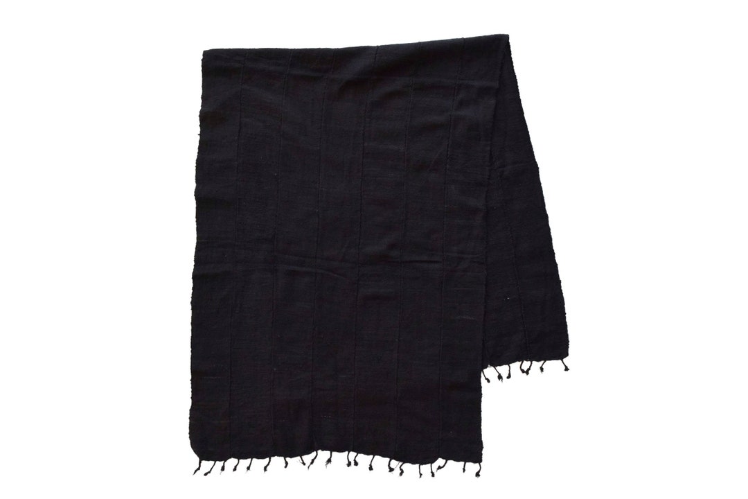 Mudcloth Fabric, Solid Black Mud Cloth Scraf, Hand Dyed Cotton Scarf - Etsy
