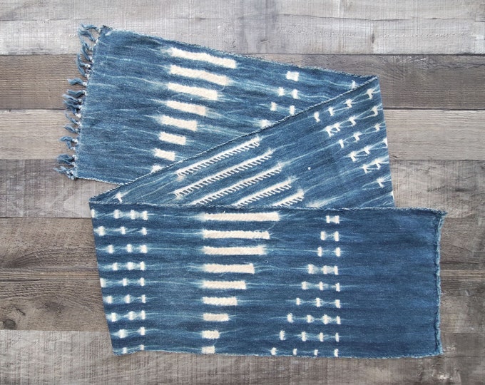 Indigo Mud Cloth Fabric, Vintage Cotton Fabric Strip, Vintage Indigo ...