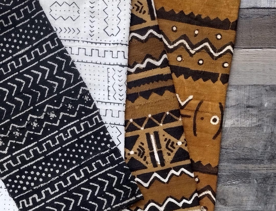 Authentic Mudcloth Fabric Cut, Handmade Cotton Textile, DIY Craft ...