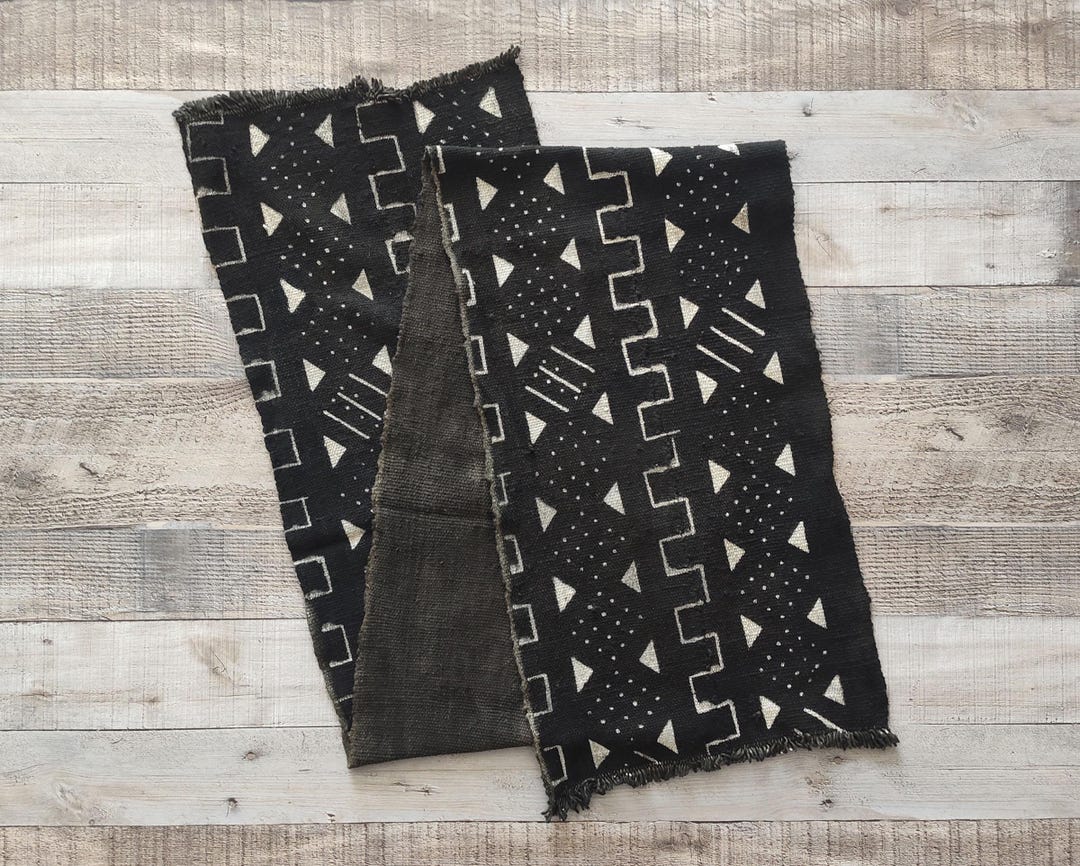 Black Mud Cloth Fabric, Mudcloth Fabric Strip - Ref: 62" Long X 11 ...