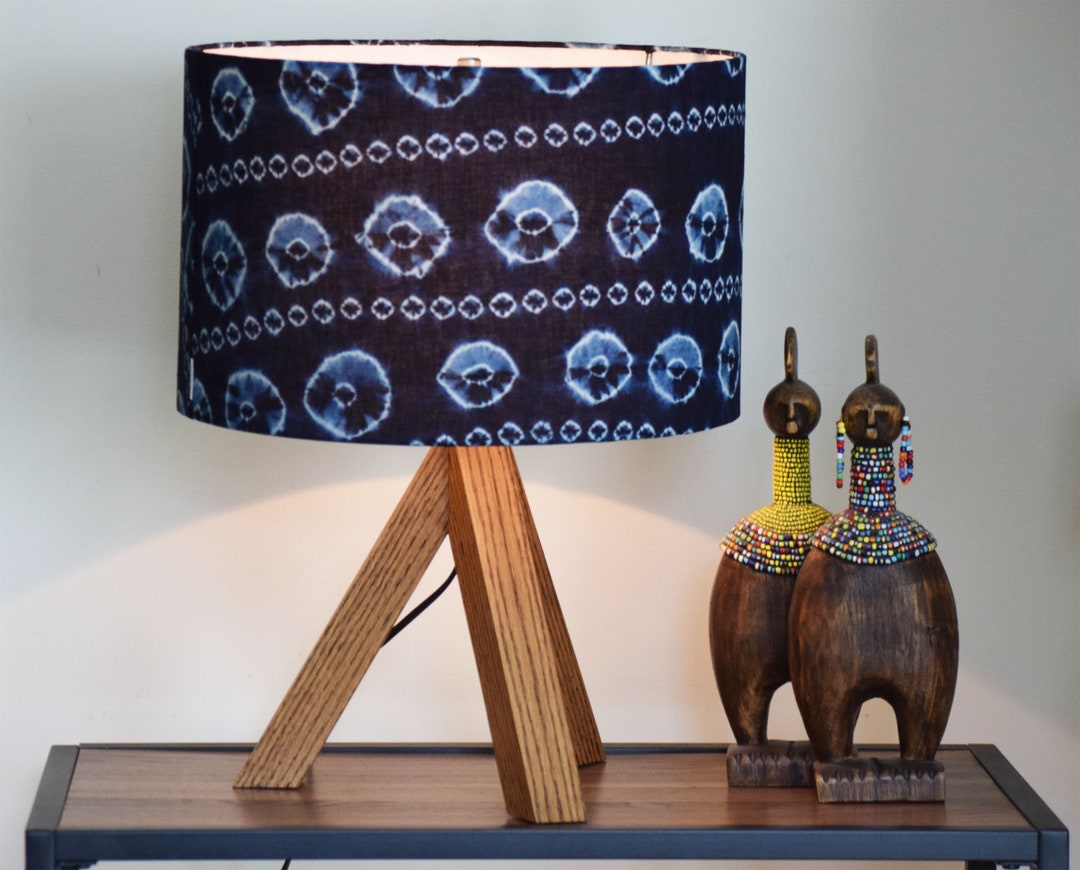 Indigo Shibori Lamp Shade, Indigo Mudcloth Lampshade, Tribal Lampshade ...