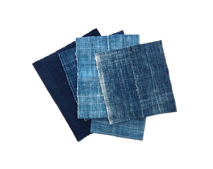 Vintage Indigo Mud Cloth Fabric, Indigo Cotton Fabric Pieces, Assorted ...
