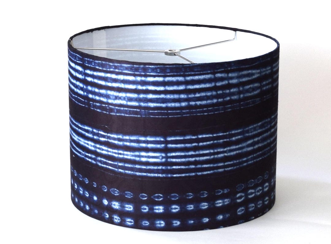 Indigo Shibori Lampshade, Indigo Cotton Fabric Lampshade, Tie Dye ...