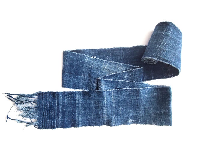 Indigo Mudcloth Fabric, Extra Long Indigo Cotton Fabric Strip, Mud ...