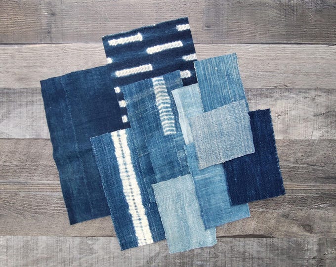 Vintage Indigo Mud Cloth Fabric, Indigo Cotton Fabric Pieces, Assorted ...