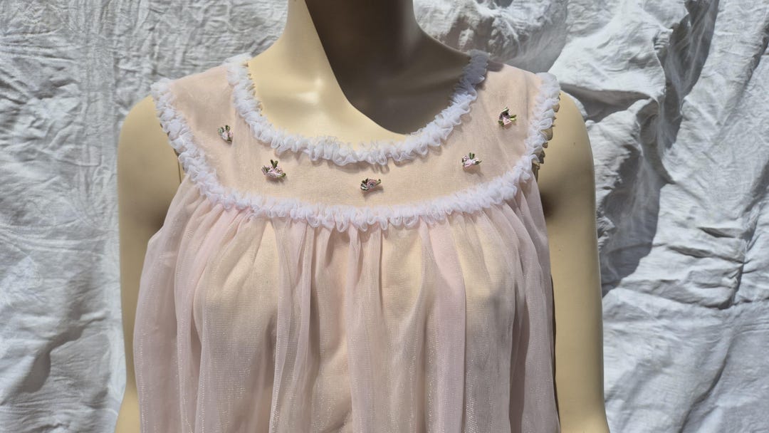 Vintage Baby Pink Mesh Nightie - Etsy