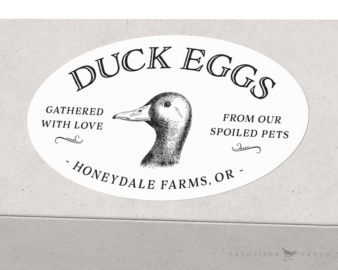 Printed Duck Egg Labels - Personalized Oval Stickers for Egg Cartons ...