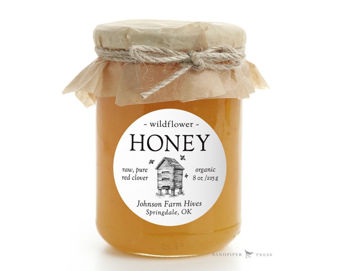 Personalized Honey Labels - Custom Stickers With Hive and Bees, Printed ...
