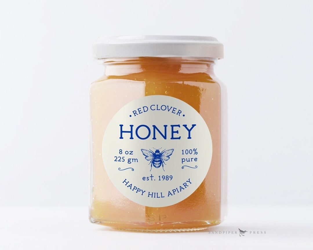Printed Labels for Honey Jars -personalized Stickers With Pretty Bee ...