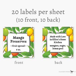 Custom Mango Labels - Personalized Stickers for Mango Jam or Jellly ...