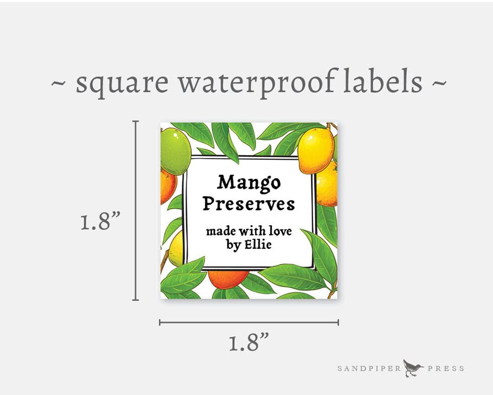 Custom Mango Labels - Personalized Stickers for Mango Jam or Jellly ...