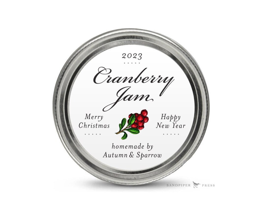 Cranberry Relish or Jelly Labels. Printed Custom Stickers for Christmas ...