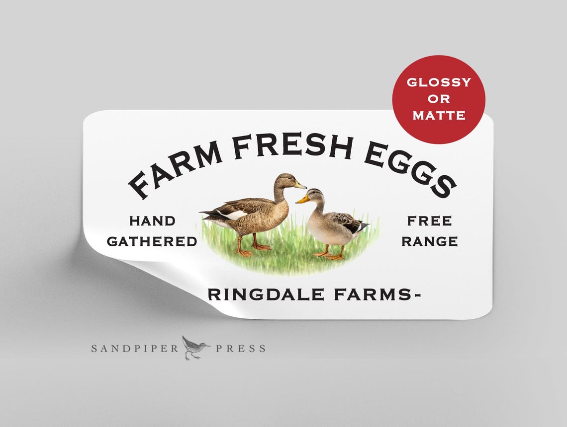 Goose or Duck Egg Carton Labels - Custom Printed Personalized Stickers ...