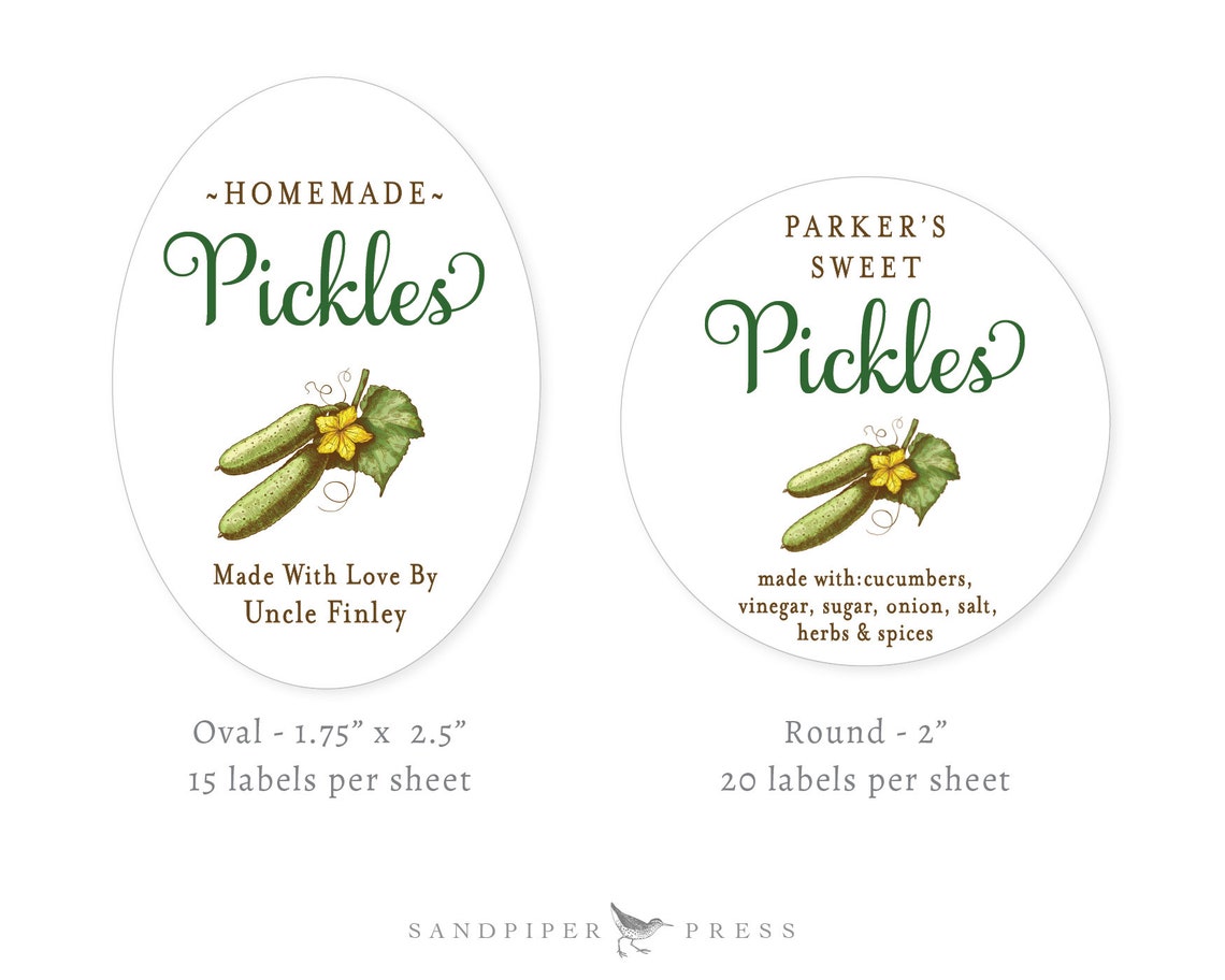 Custom Pickle Labels, Printed Personalized Stickers for Canning ...