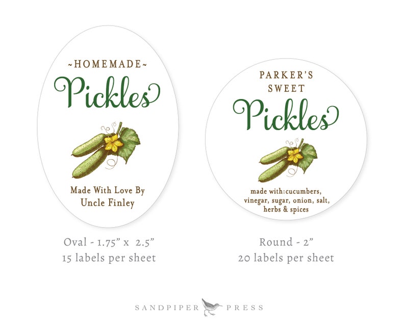 Custom Pickle Labels, Printed Personalized Stickers for Canning ...