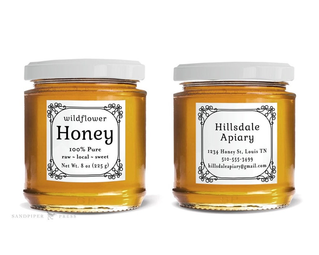 Custom Honey Labels - Front and Back, Personalized Stickers, Printed on ...