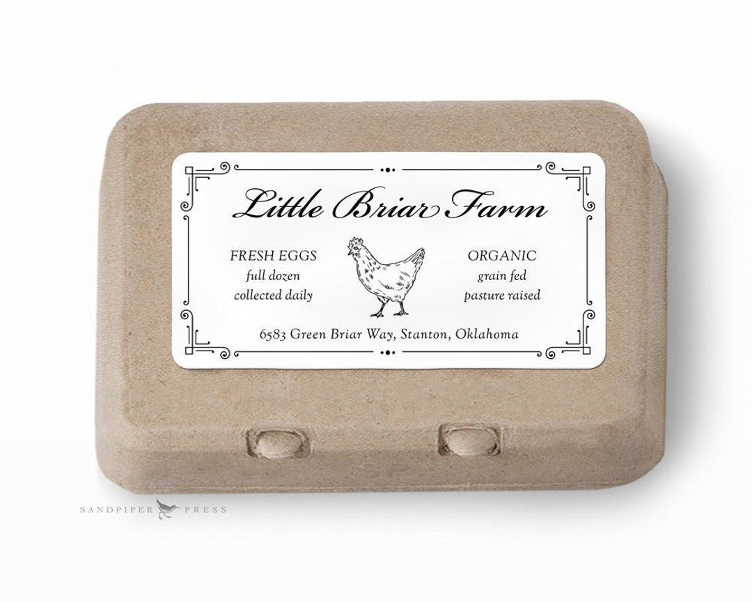Custom Egg Carton Labels, Personalized for Chicken Coop or Farmer's ...