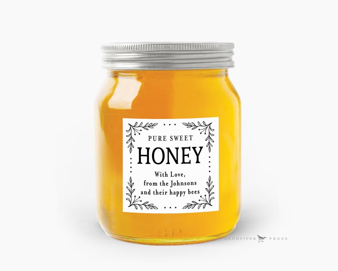 Square Honey Labels, Personalized Stickers, Printed on Matte Waterproof ...