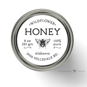 Printed Labels for Honey Jars -personalized Stickers With Pretty Bee ...