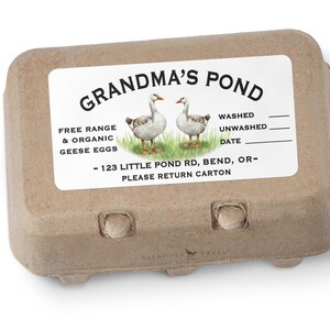 Goose or Duck Egg Carton Labels - Custom Printed Personalized Stickers ...