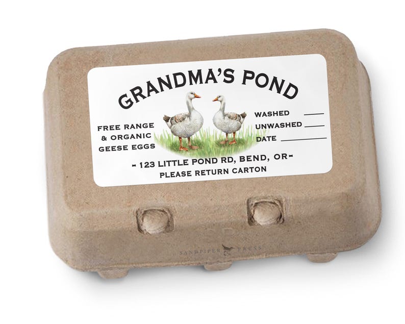 Goose or Duck Egg Carton Labels - Custom Printed Personalized Stickers ...