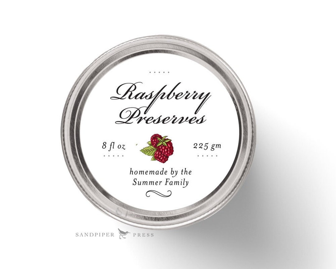 Raspberry Preserves Labels - Printed Custom Matte Waterproof Stickers ...