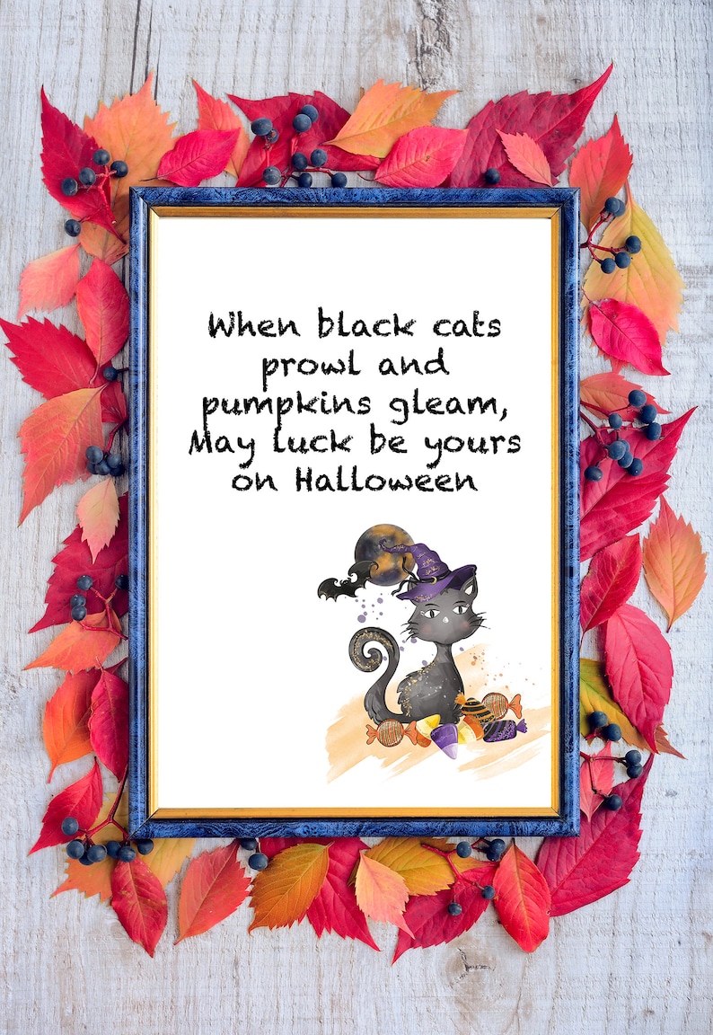Black Cat Halloween Poem Printable Poster, Quote Art, Digital Poster ...