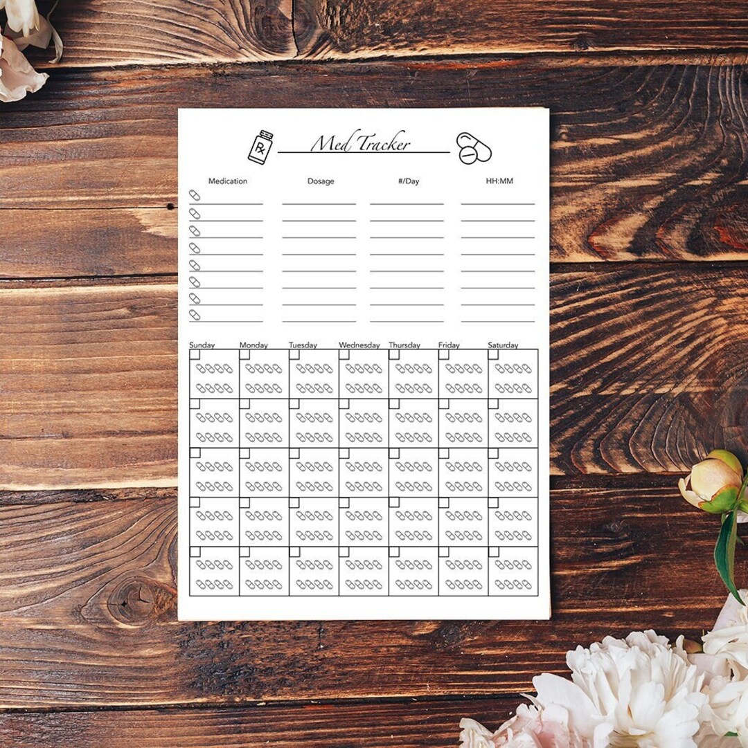 Medication Tracker Printable Bujo Bullet Journal Instant - Etsy
