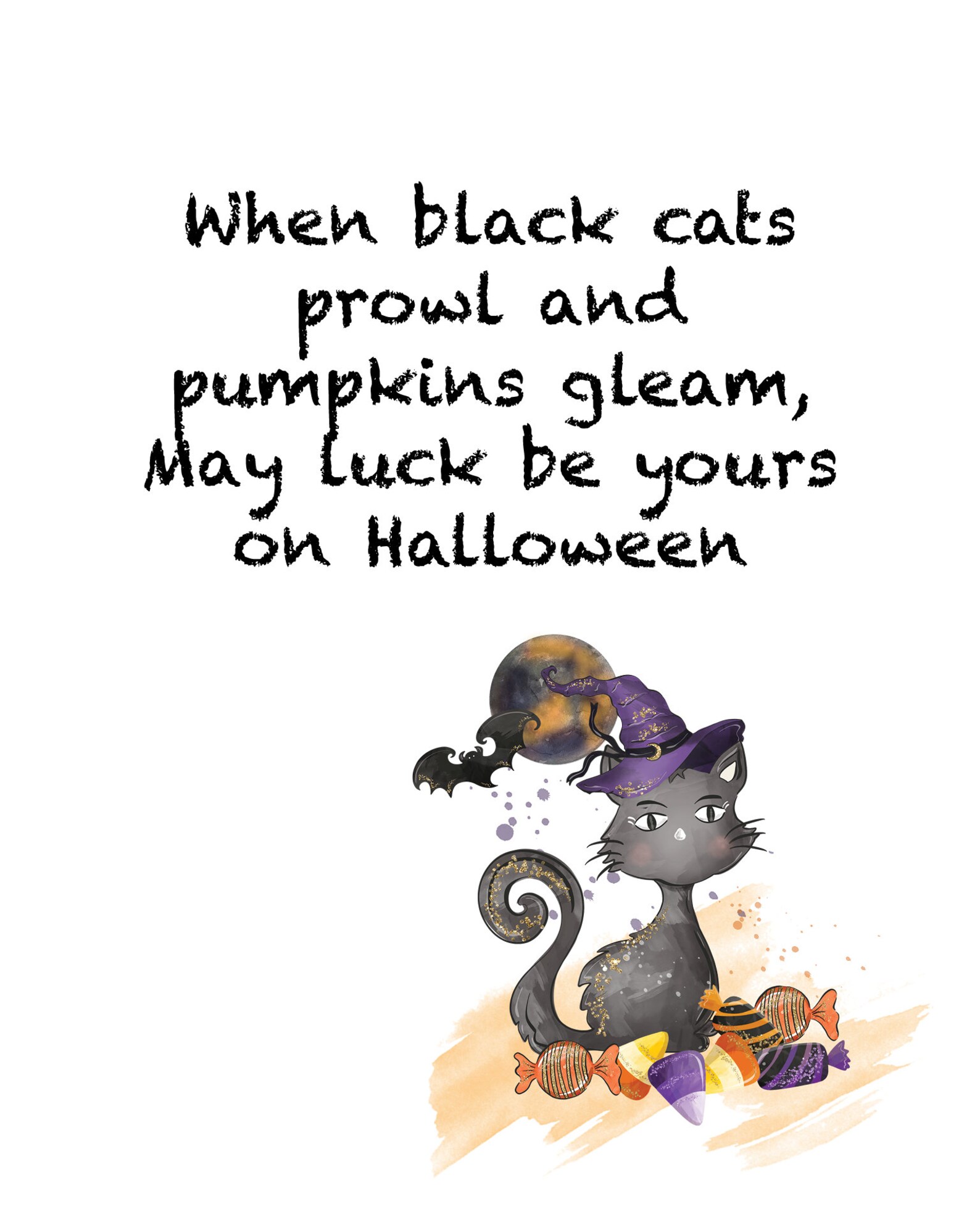 Black Cat Halloween Poem Printable Poster, Quote Art, Digital Poster ...