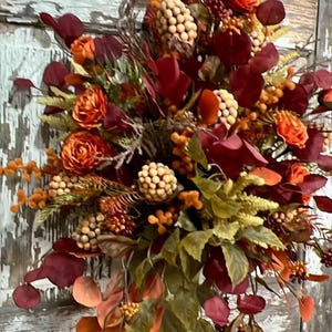 Fall Silk Floral Wall Basket: Rustic Farmhouse Autumn Decor - Etsy