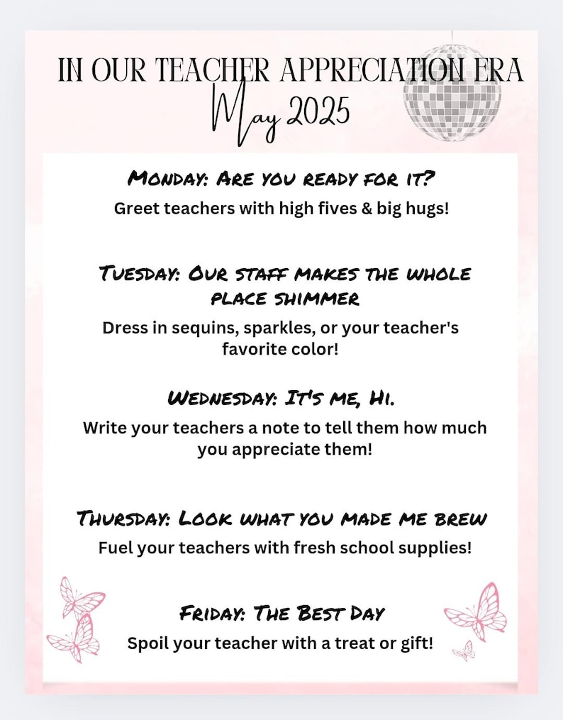 Swiftie Teacher Appreciation Week Plan - Etsy