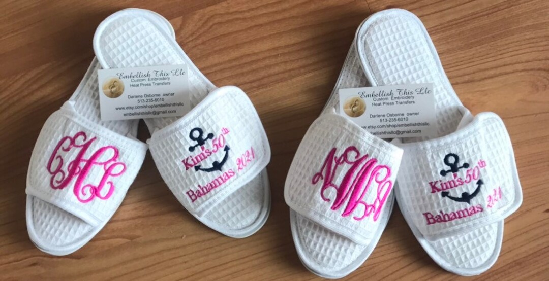 Set of 6 Slippers, 6 Monogrammed Slippers, House Slippers, 6 ...