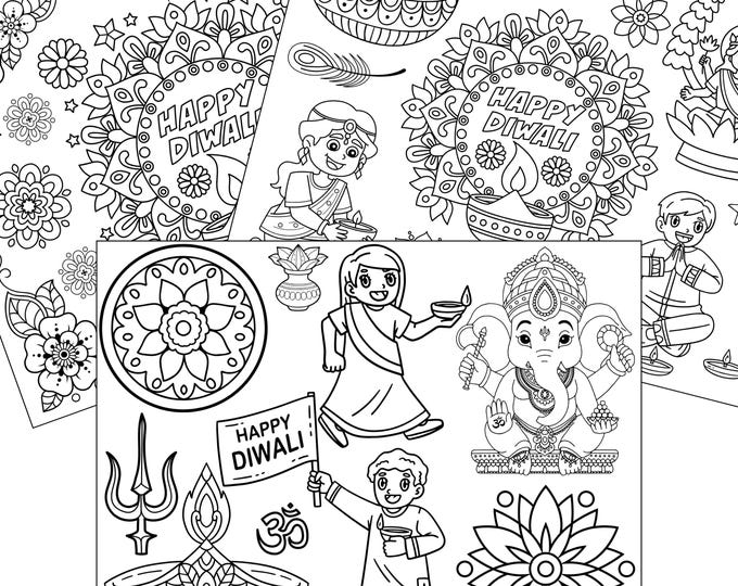 Buy Diwali Coloring Activity Pages for Kids, Diwali Decor for South ...