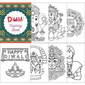 Diwali Coloring Book | 75 Page Printable Coloring Pages | Festival of ...