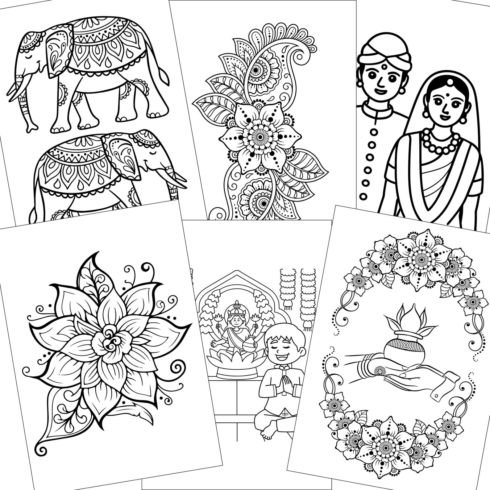 Custom Indian Wedding Coloring Book: DIY Activity (PDF Template) - Etsy