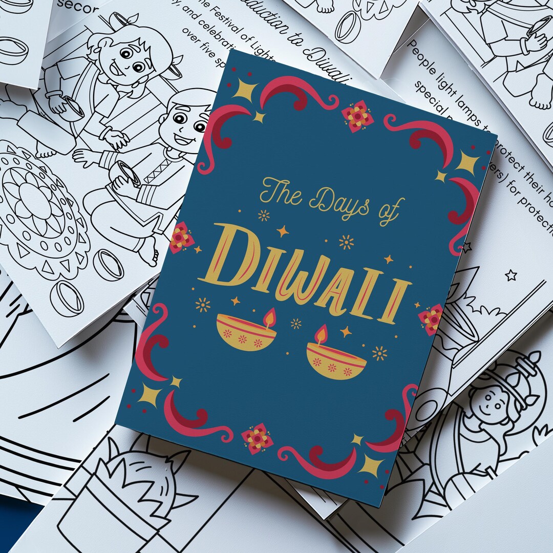 Diwali Coloring Book: Festival of Lights Activity, 15 Printable Pages ...