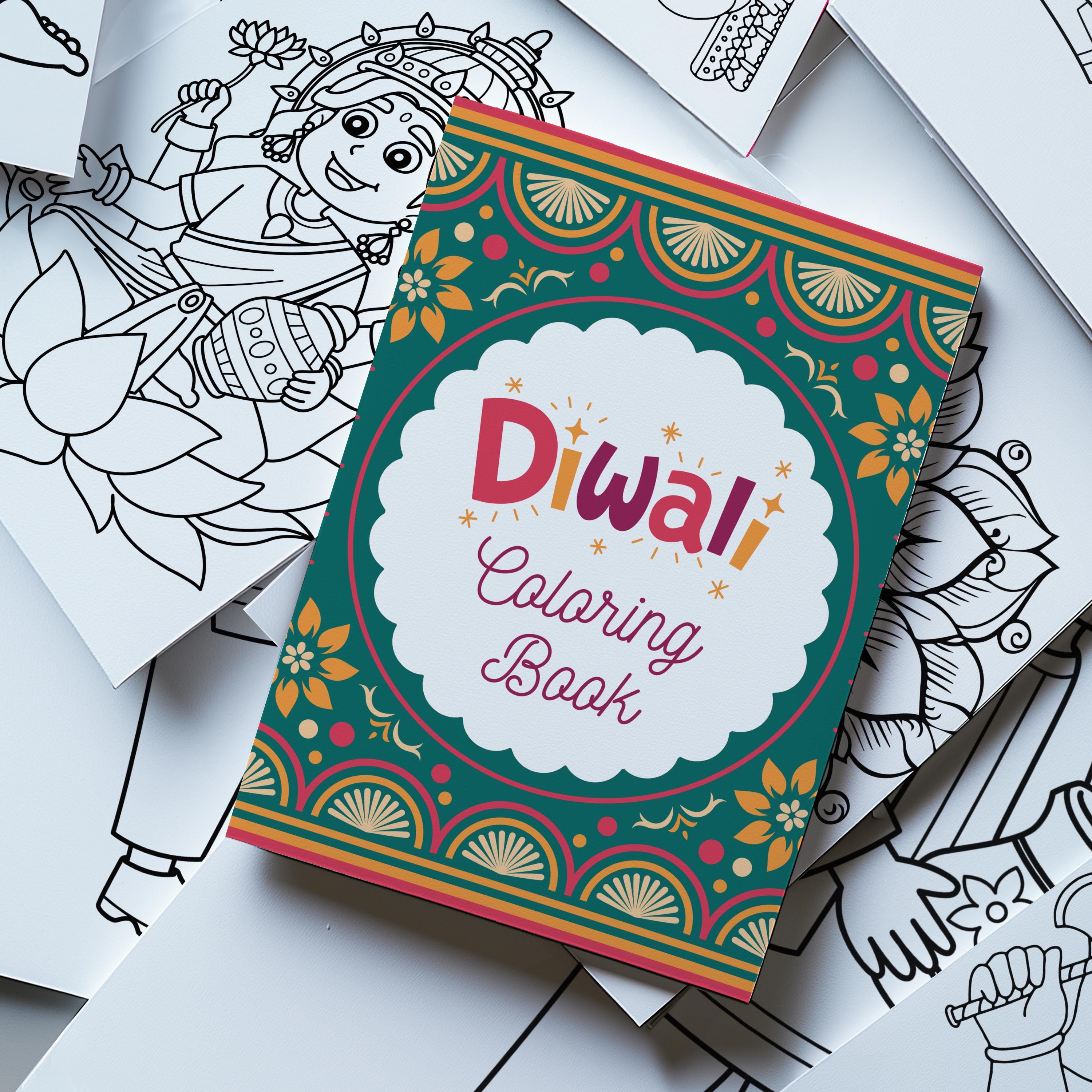 Diwali Coloring Book | 75 Page Printable Coloring Pages | Festival of ...