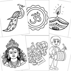 Diwali Coloring Book | 75 Page Printable Coloring Pages | Festival of ...